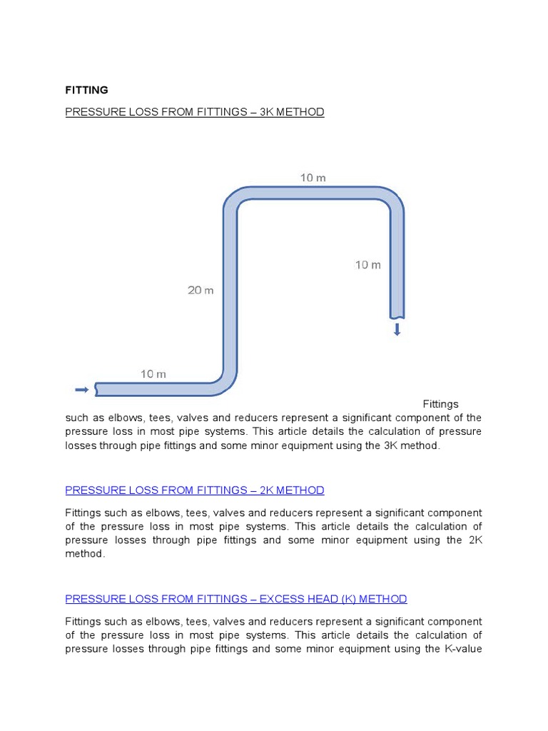Fitting: Pressure Loss From Fittings - 2K Method | PDF | Reynolds ...