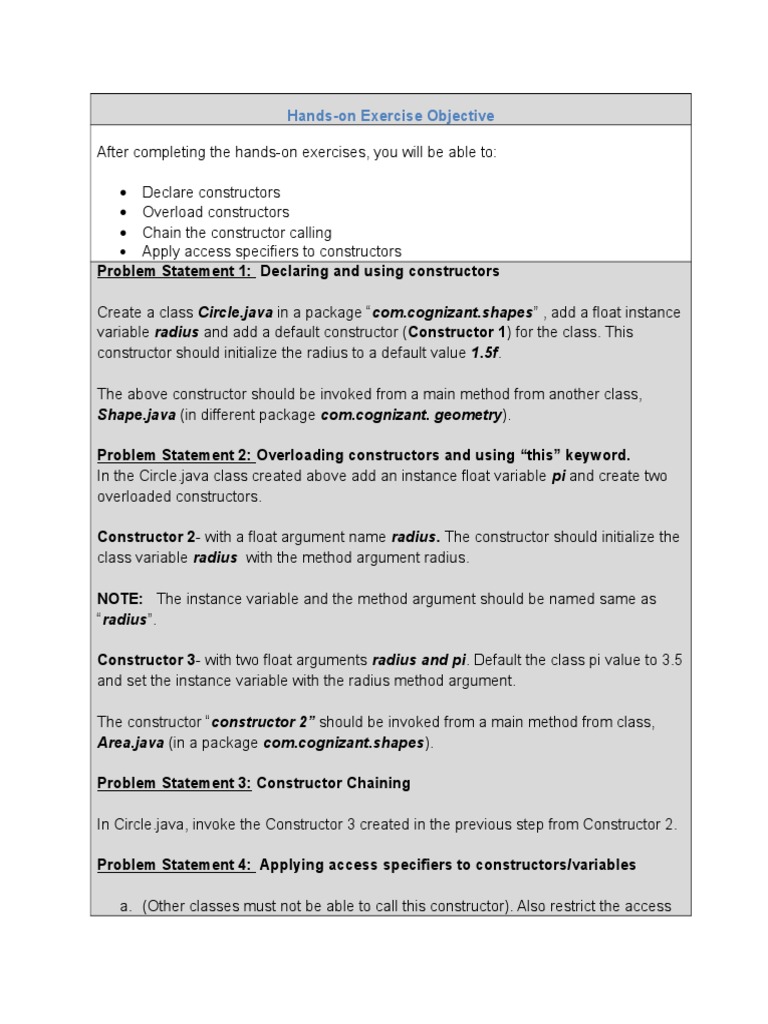 Access Specifiers and Constructors Activity | PDF | Constructor (Object Oriented Programming ...
