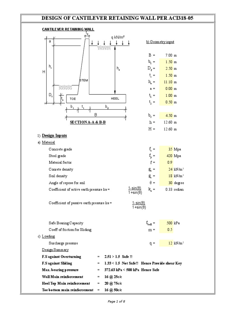 Retaining Wall Design JIP | PDF | Mechanics | Civil Engineering