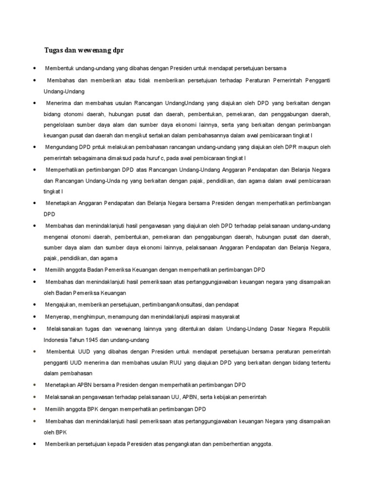 Tugas Dan Wewenang DPR | PDF
