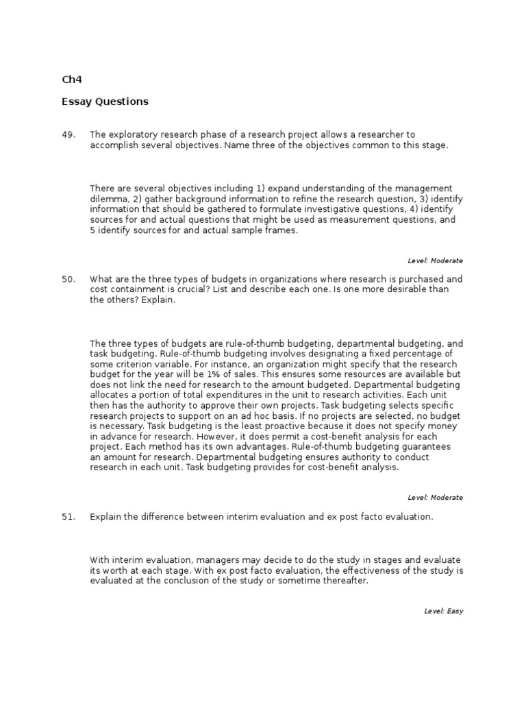 Sample Essay Ch4 | PDF | Sampling (Statistics) | Evaluation