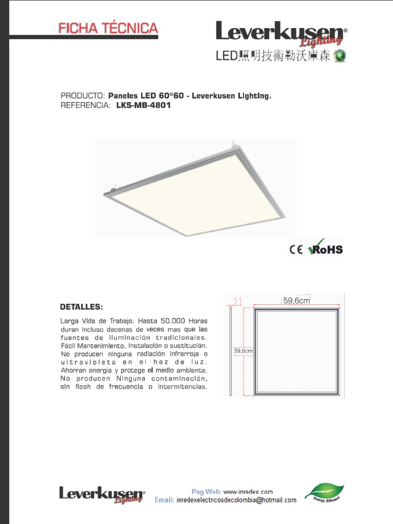 Ficha Tecnica Panel LED 60x60 | PDF