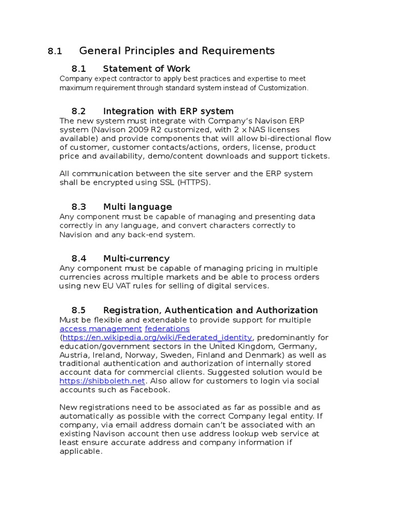 General Principles and Requirements: 8.1 8.1 Statement of Work | PDF ...