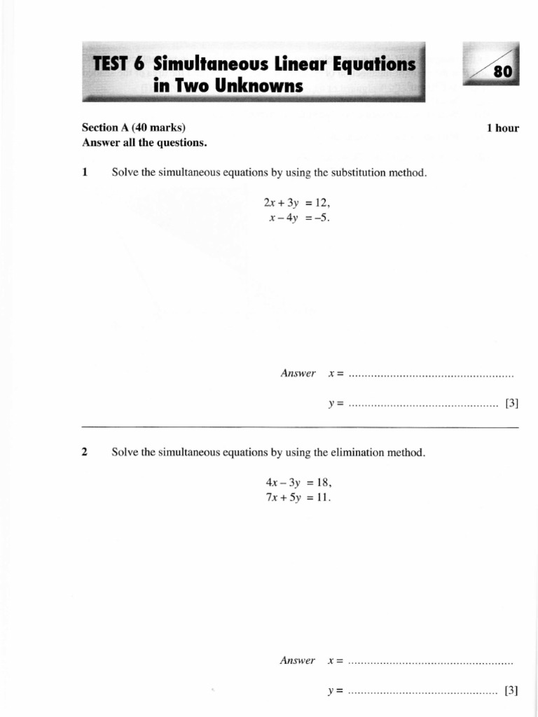 Simultaneous Linear Equations | PDF | Logical Truth | Equations