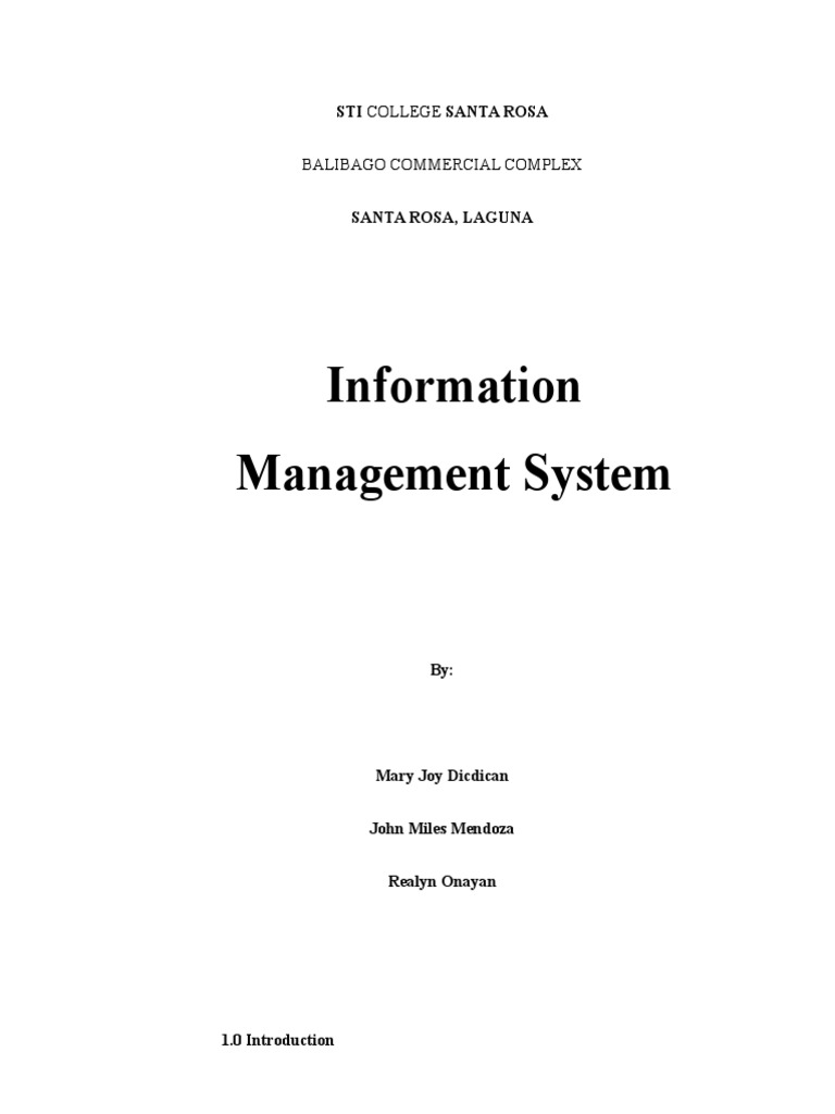 Information Management System: Sti College Santa Rosa | PDF ...