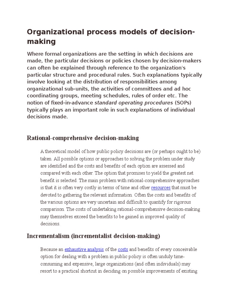 Organizational Process Models of Decision-Making | PDF | Cost–Benefit ...