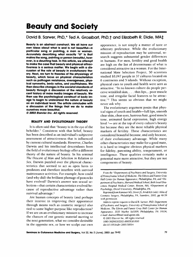 Beauty and Society | PDF | Physical Attractiveness | Beauty