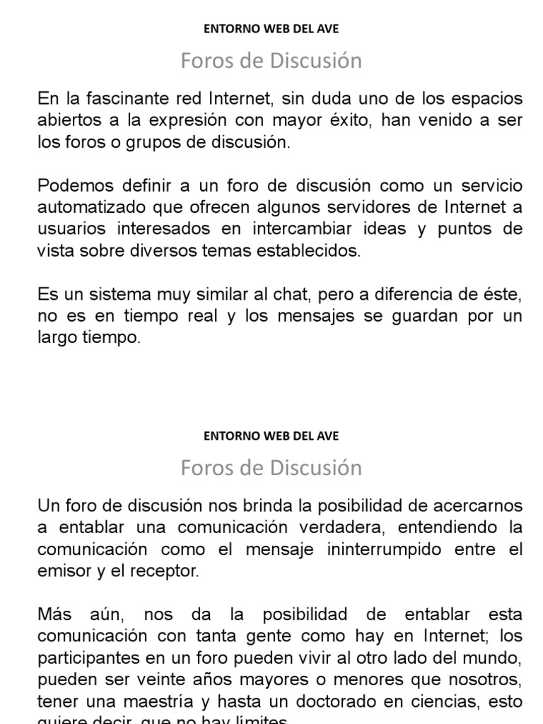 Foro de Discusión | PDF | Foro de Internet | Internet