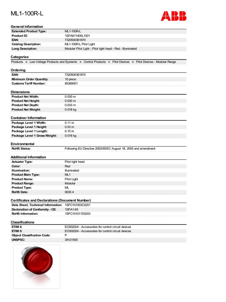 ML1-100R-L: General Information | PDF | Electrical Engineering