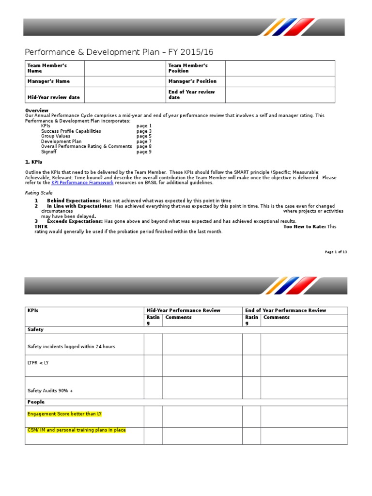 Performance & Development Plan 15-16 - Master | PDF | Business | Cognition