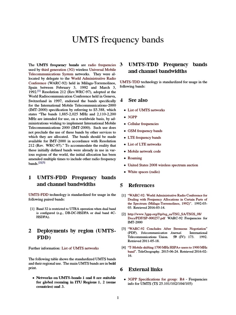 UMTS Frequency Bands | PDF | 3 G | Radio Spectrum