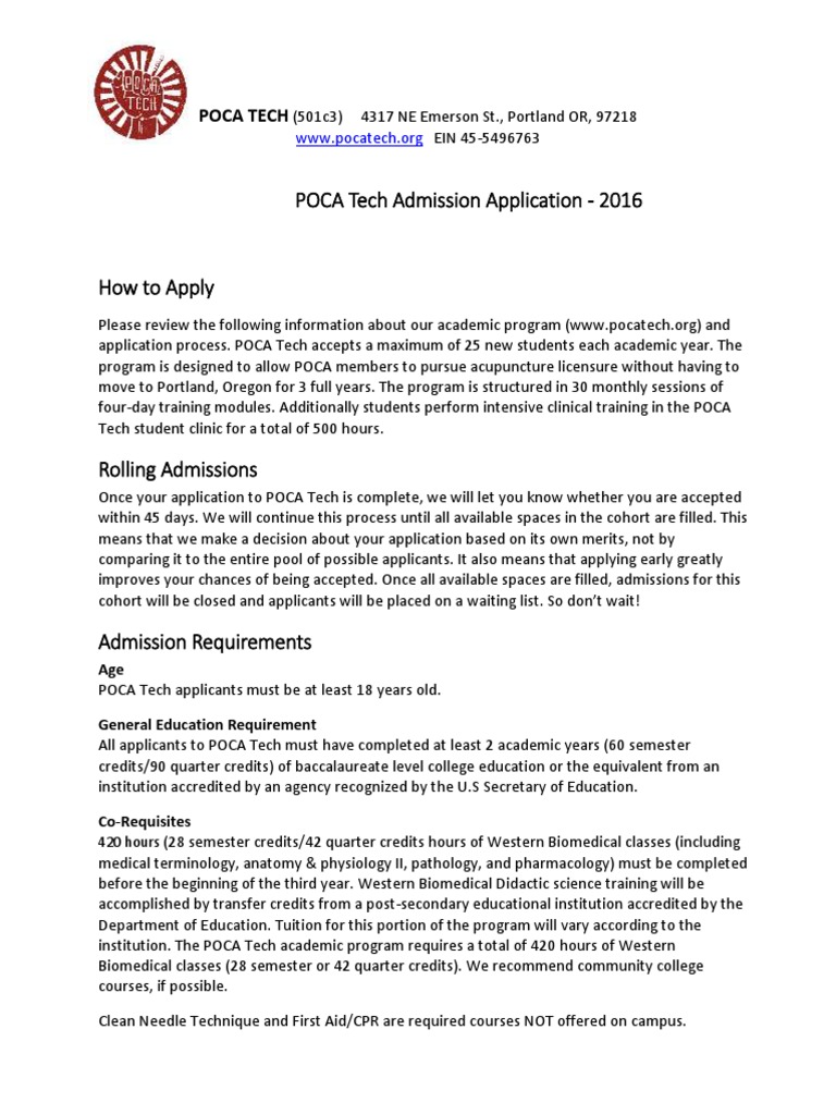 POCA Tech Admission Application - 2016 | PDF | University And College ...