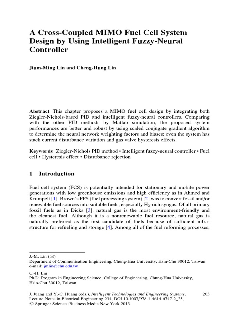 MIMO Fuel Cell | PDF | Control System | Applied Mathematics