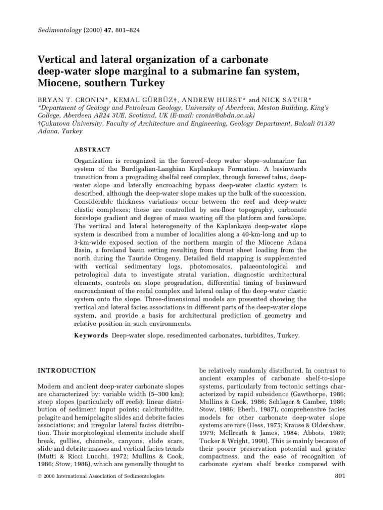Vertical and Lateral Organization of A Carbonate Deep-Water Slope ...