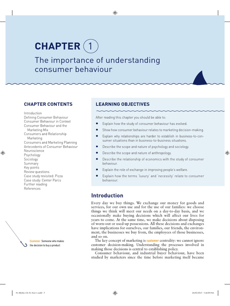 The Importance of Understanding Consumer Behaviour: Learning Objectives ...