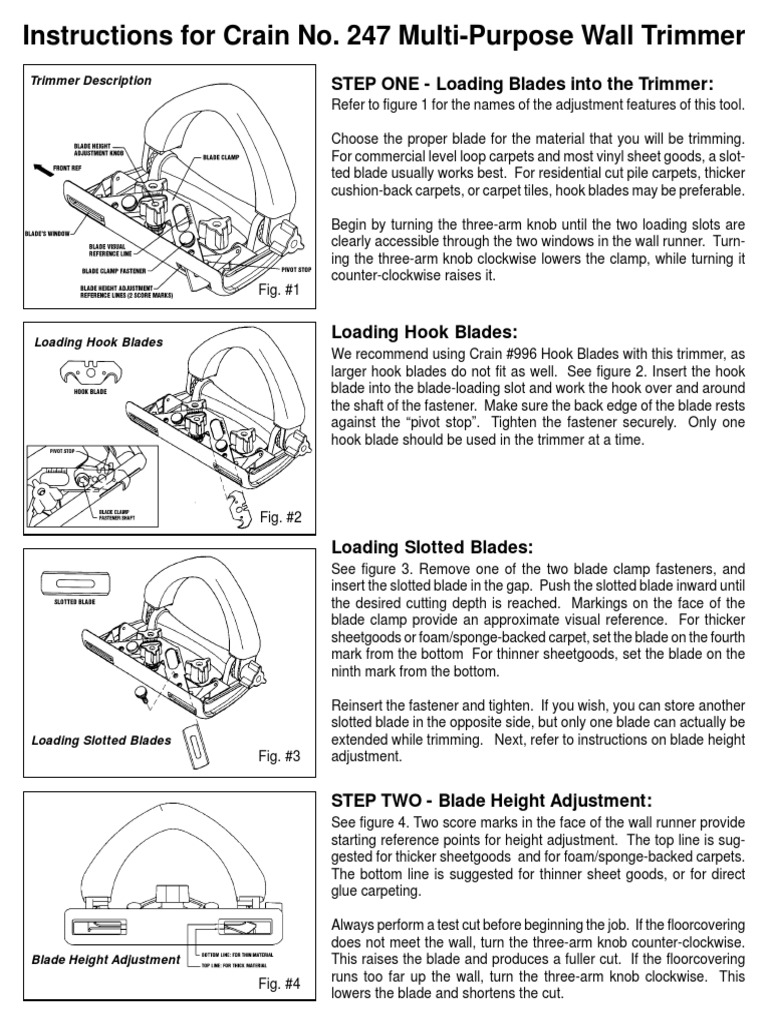 Crain 247 Multi Purpose Wall Trimmer | PDF | Blade | Carpet