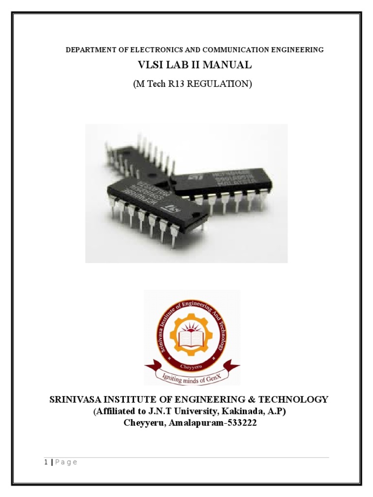 Vlsi Lab Ii Manual: (M Tech R13 Regulation) | Download Free PDF ...