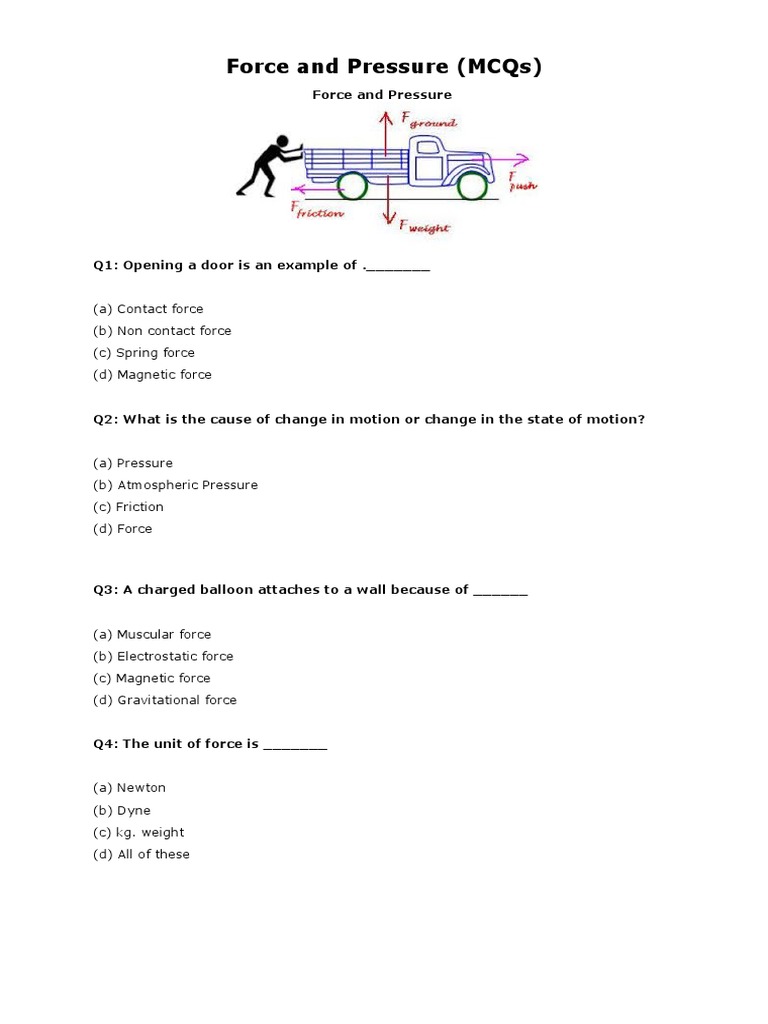 MCQ | PDF | Force | Weight