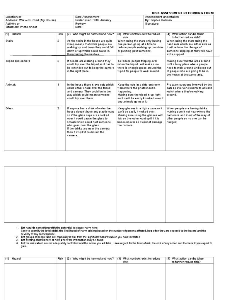 Risk Assessment My House | PDF