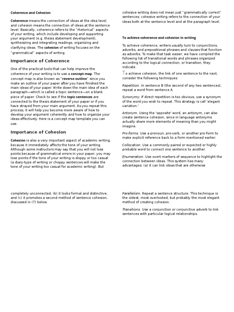 Coherence and Cohesion | PDF