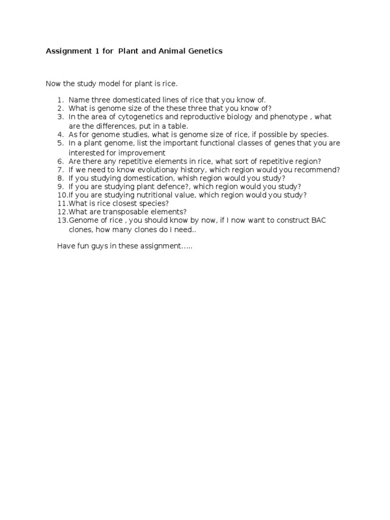 Rice Genetics Assignment Overview | PDF