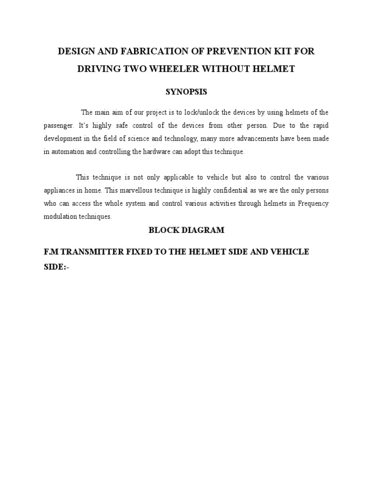 Design and Fabrication of Prevention Kit For Driving Two Wheeler ...