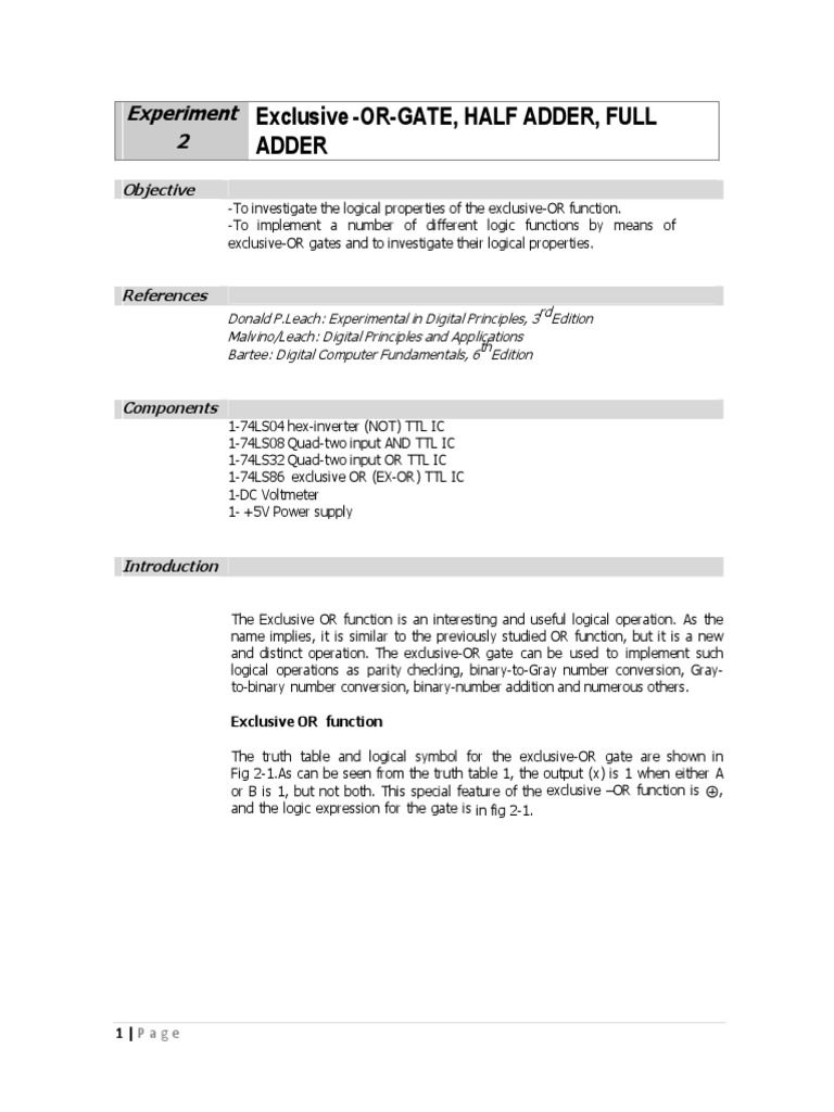 Design and Implementation of Logic Gates for Half Adder and Full Adder ...