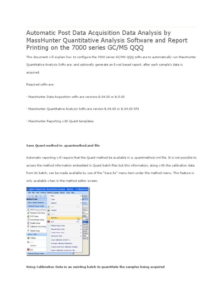 Automatic Post Data Acquisition Data Analysis By MassHunter
