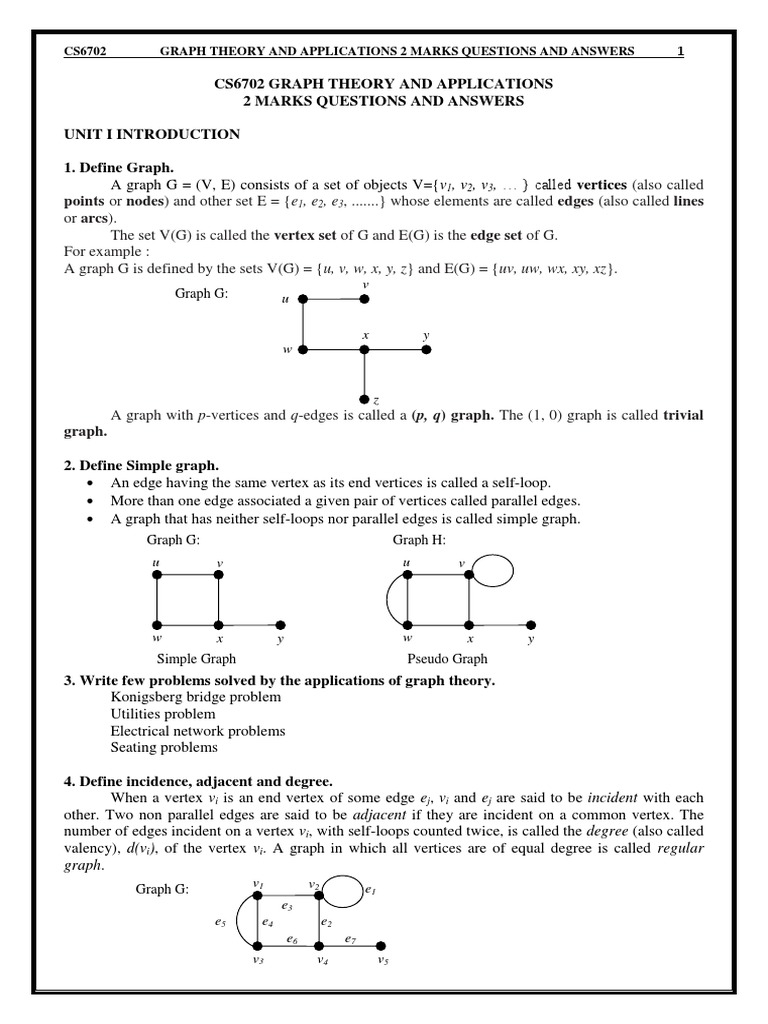 V, V, ) Called Vertices: Points or Nodes) and Other Set E (E | PDF ...