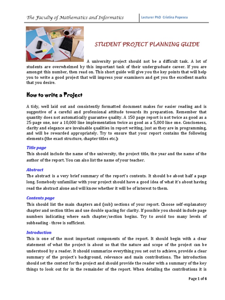 How To Write A Project: Student Project Planning Guide | PDF ...