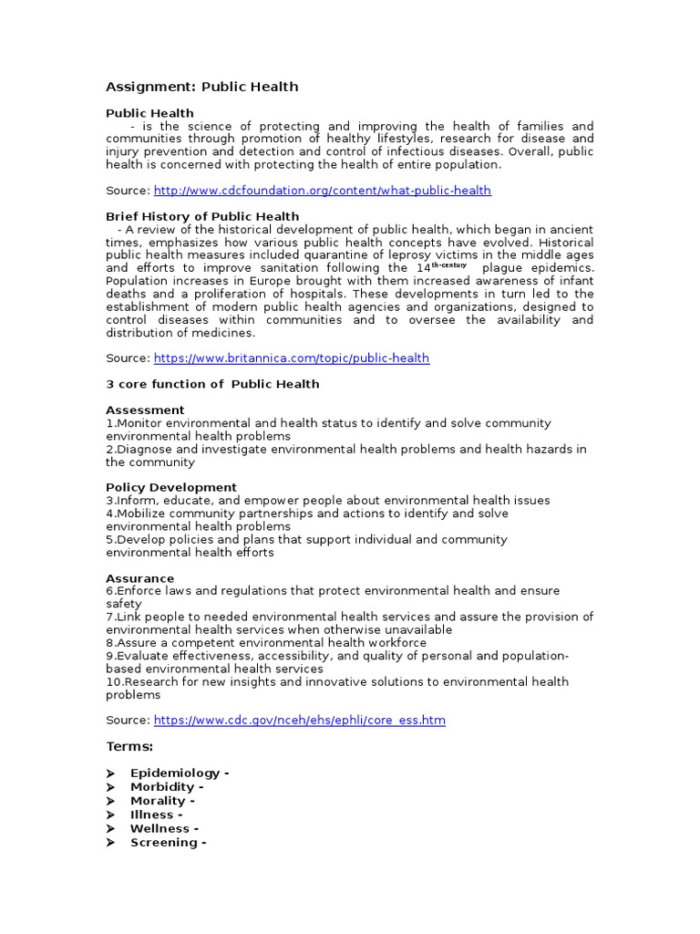 Assignment Public Health | PDF