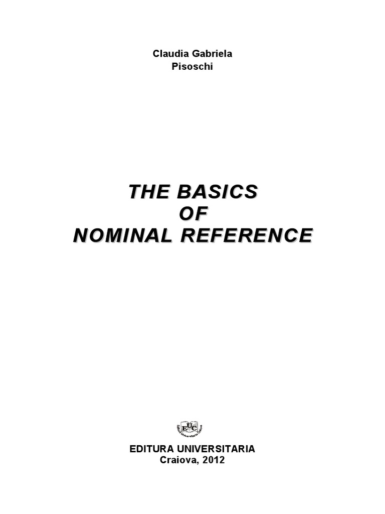 Basics of Nominal Reference | PDF | Part Of Speech | Morphology ...