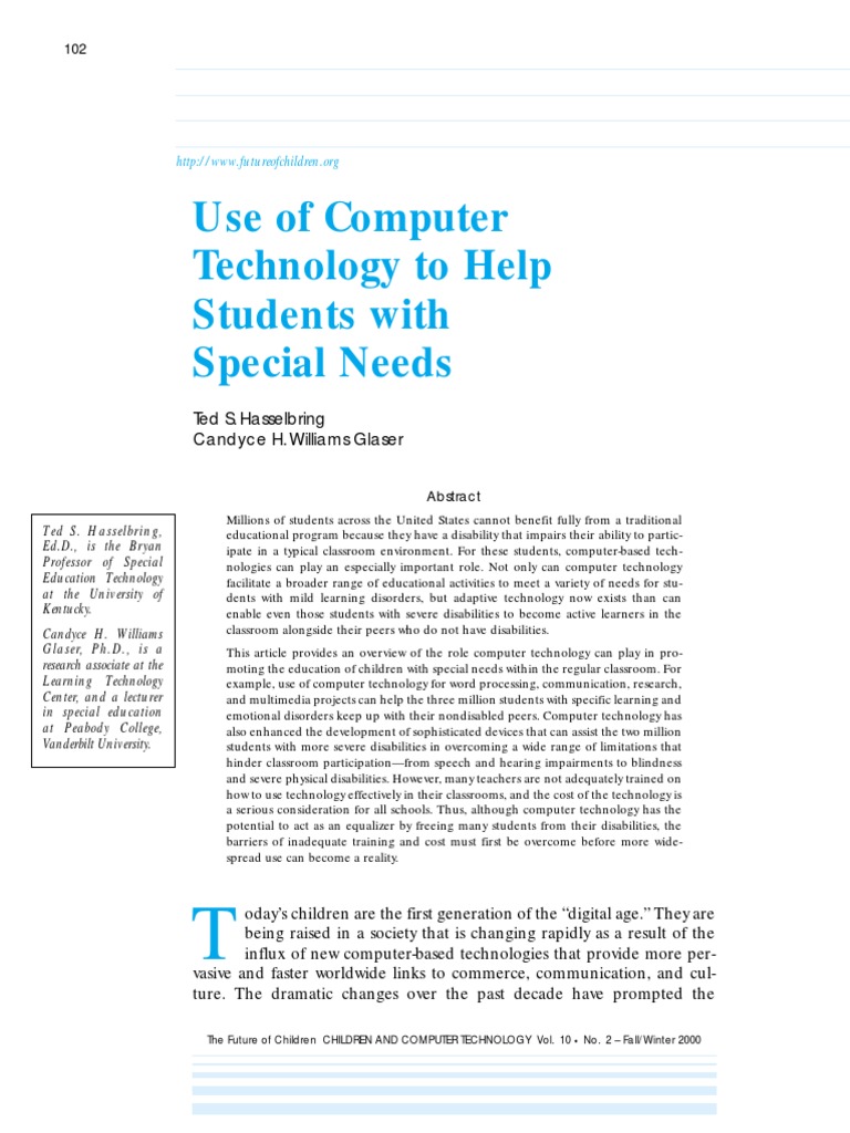 Computer Tech Needs | PDF | Special Education | Hearing Loss