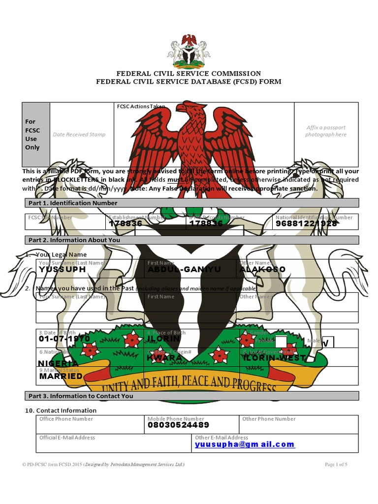 Federal Civil Service Form | PDF | Academic Certificate | Identity Document