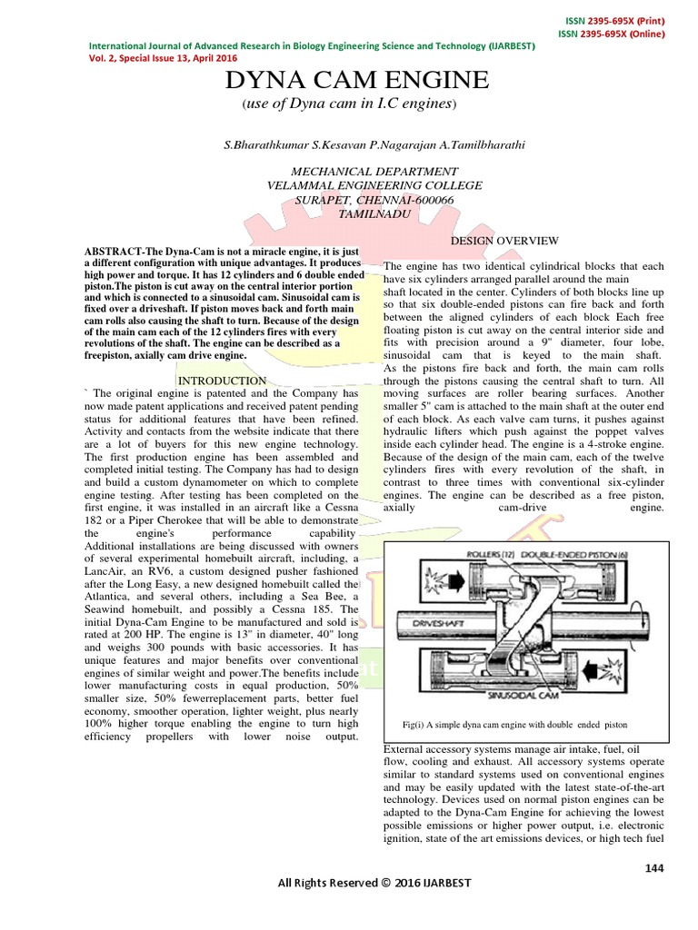 Dyna Cam Engine: Use of Dyna Cam in I.C Engines | PDF | Internal ...