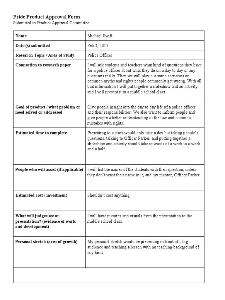 Pride Product Approval Form | PDF | Further Education