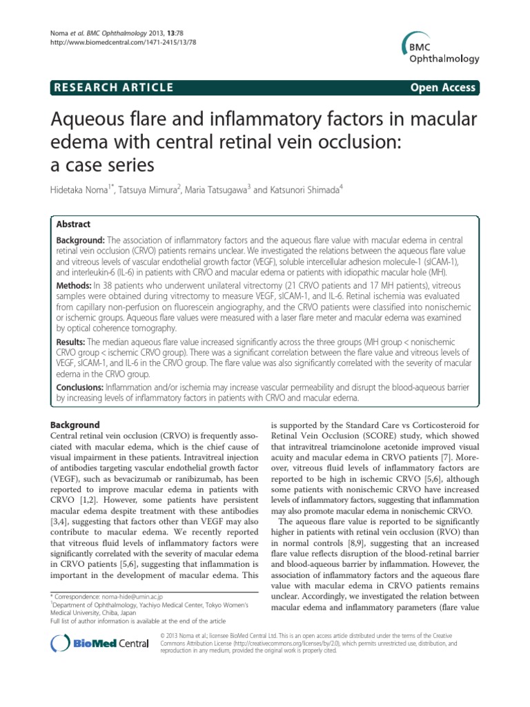 Aqueous Flare and Inflammatory Factors in Macular | PDF | Inflammation ...