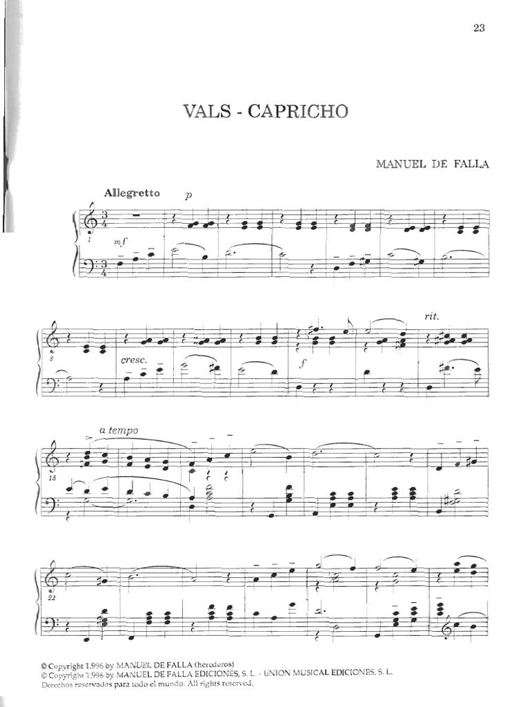 De Falla Vals Capricho | PDF