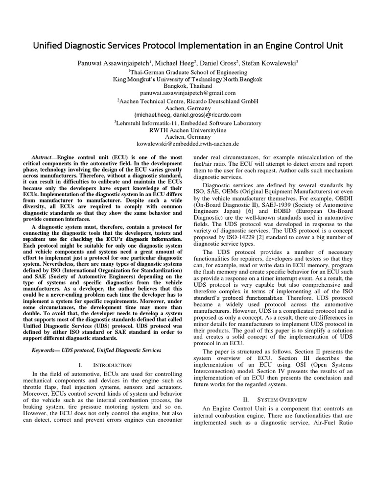 UDS Protocol Implementation in ECUs | PDF | Osi Model | Computer Network
