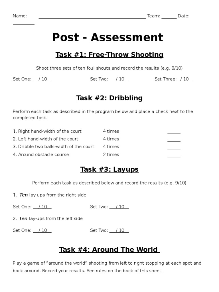 Basketball Skills Assessment | PDF