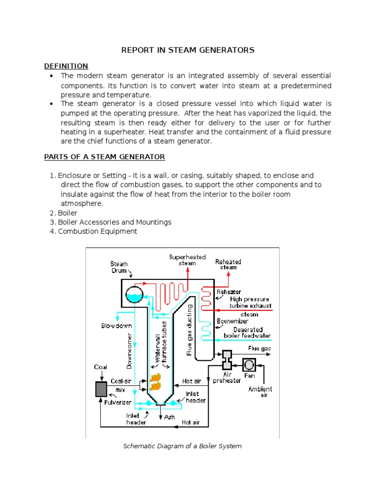 Report in Steam Generators: Schematic Diagram of A Boiler System | PDF ...