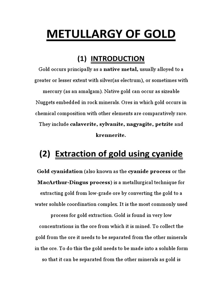 Metallurgy of Gold | PDF