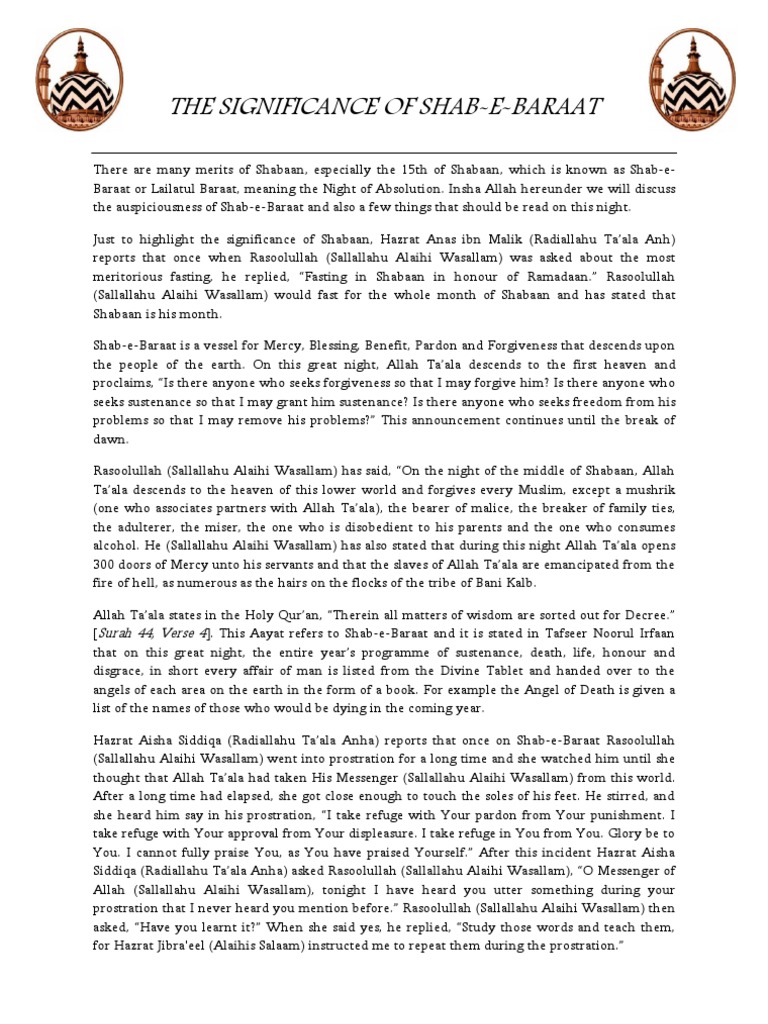 The Significance of Shab-E-Baraat | PDF