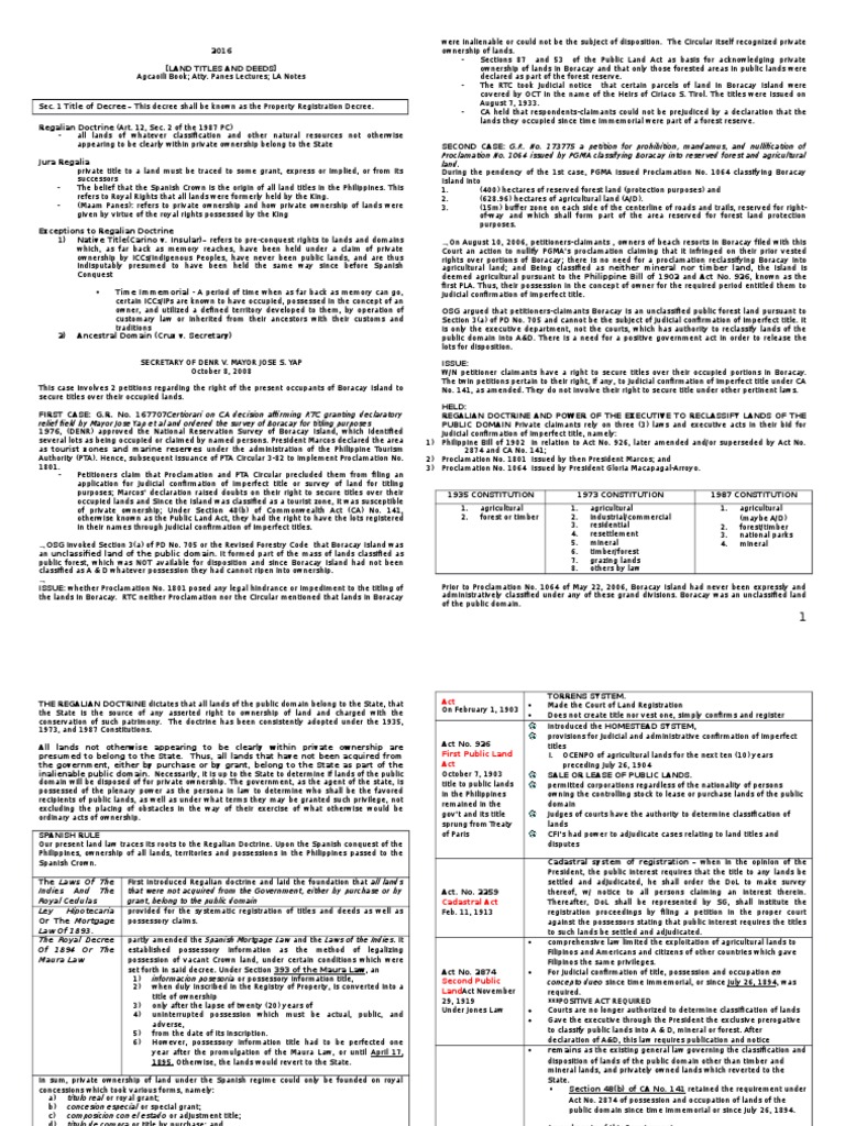 Proclamation No. 1064 Issued by PGMA Classifying Boracay Into Reserved ...