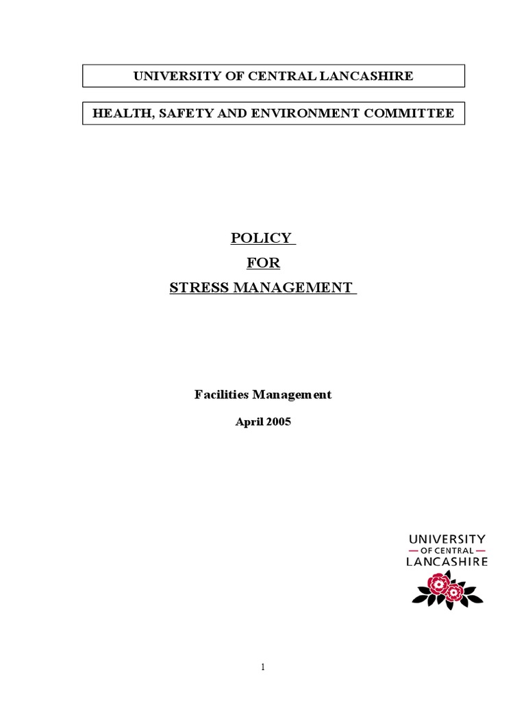 Stress Management Policy | PDF | Occupational Safety And Health ...