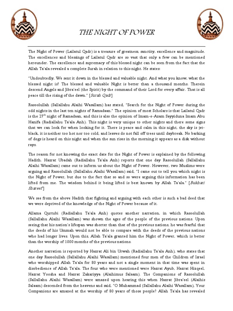 The Night of Power | PDF | God In Islam | Hadith