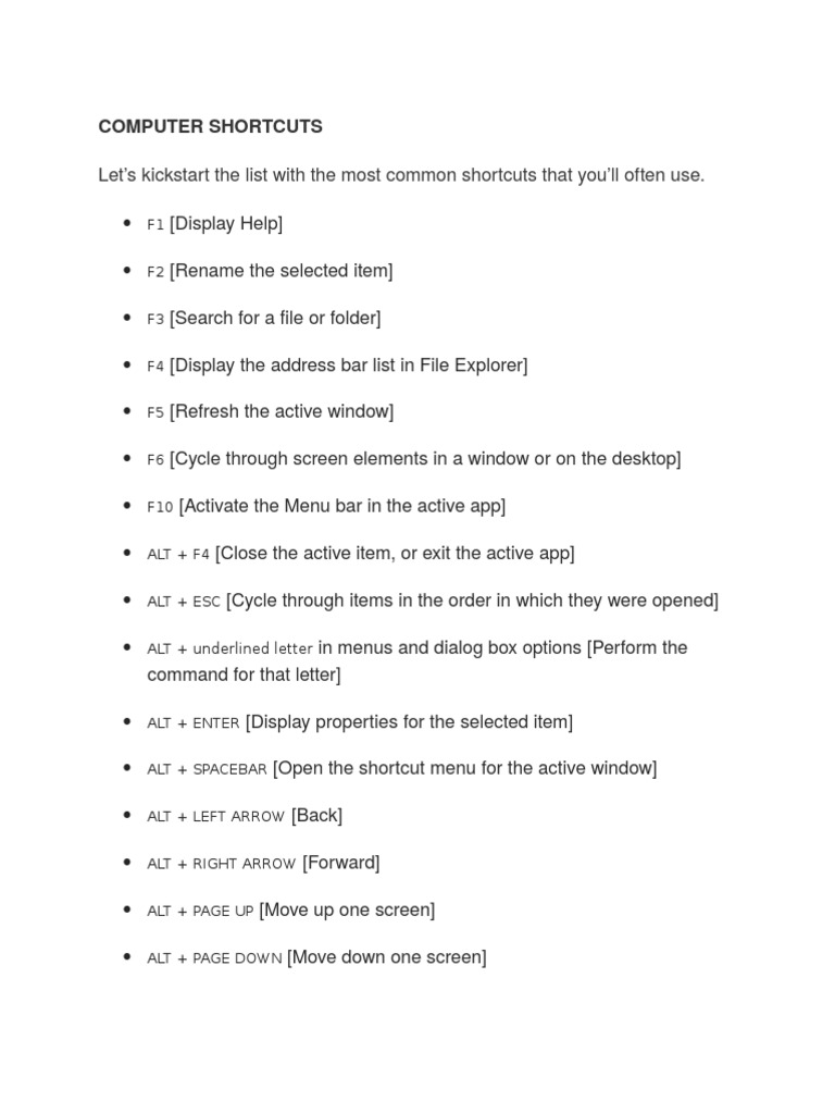 Let's Kickstart The List With The Most Common Shortcuts That You'll ...