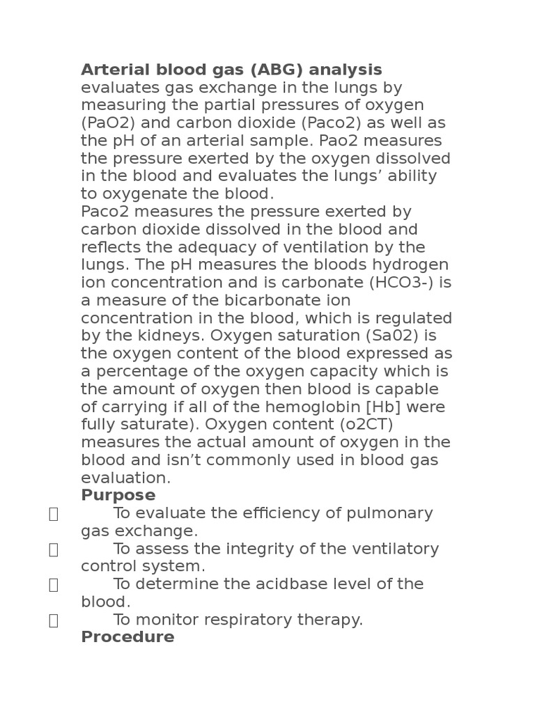 Arterial Blood Gas | PDF | Blood | Respiration
