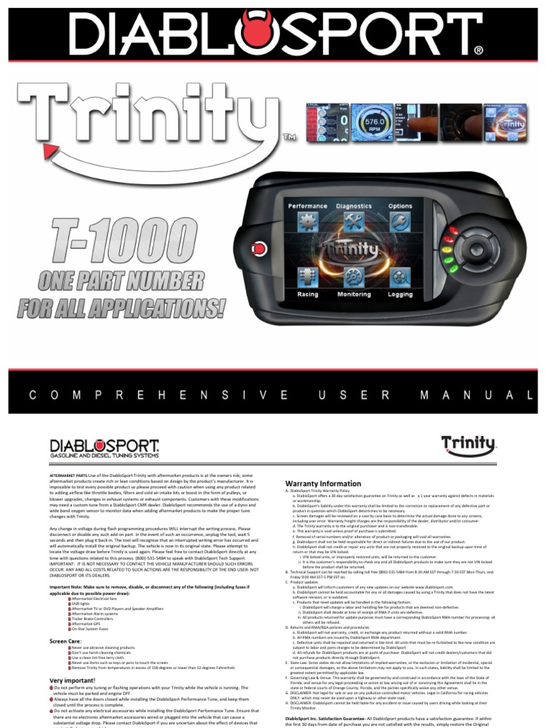 Diablosport Trinity Comprehensive User Manual Ver. 2.04 Page 1 | PDF ...