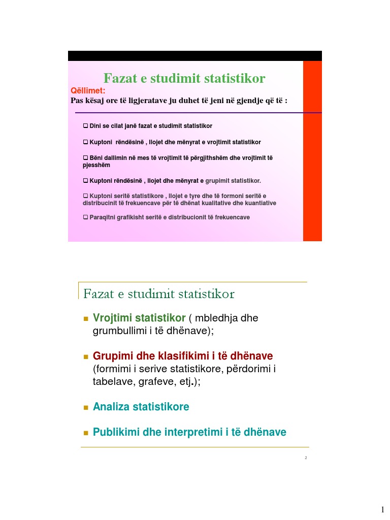 STATISTIKE Fazat e Studimit Statistikor | PDF